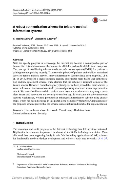 A Robust Authentication Scheme For Telecare Medical Information Systems