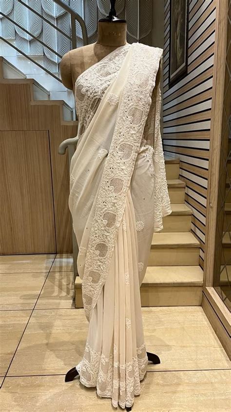 Handmade Chicken Kari Work Saree In 2025 Saree Work Sarees Pure