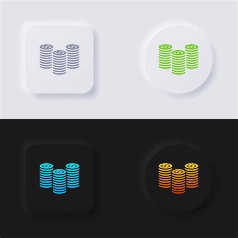 Premium Vector Money Coins Icon Set Multicolor Neumorphism Button
