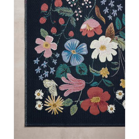 Rifle Paper Co X Loloi Perennial Black Navy Indoor Outdoor Area Rug