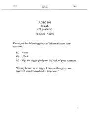 AGEC FINAL EXAM Fall KEY Fall AGliC IUS CUPPS Final Exam AGEC FINAL