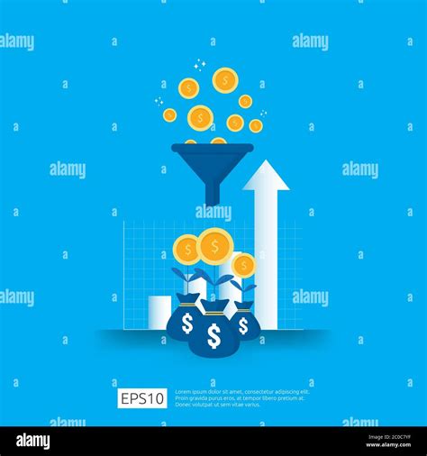 Information Data Collection Of Filter Concept With Funnel Money And Graph Object Element