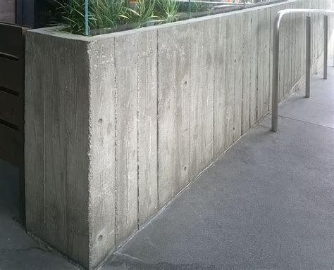 Concrete Planter Wall With Wood Board Texture Board Form Finish