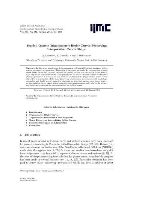 Pdf Tension Quartic Trigonometric Bézier Curves Preserving Interpolation Curves Shape