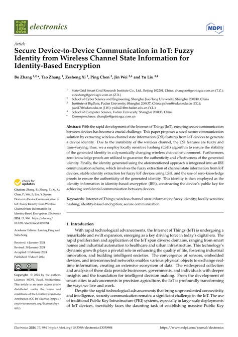 Pdf Secure Device To Device Communication In Iot Fuzzy Identity From