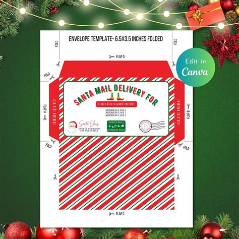 Editable Santa Envelope Template Printable From Santa Claus Printable Christmas T Voucher