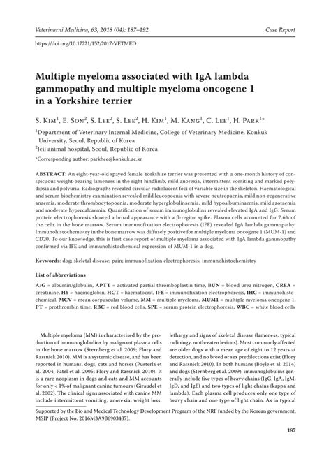 Pdf Multiple Myeloma Associated With Iga Lambda Gammopathy And