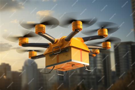 Premium Ai Image Autonomous Delivery Drone In Action