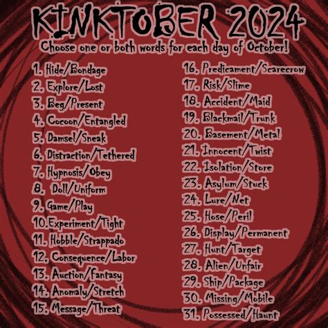 Kinktober 2024 List By Pyperhaylie Hentai Foundry