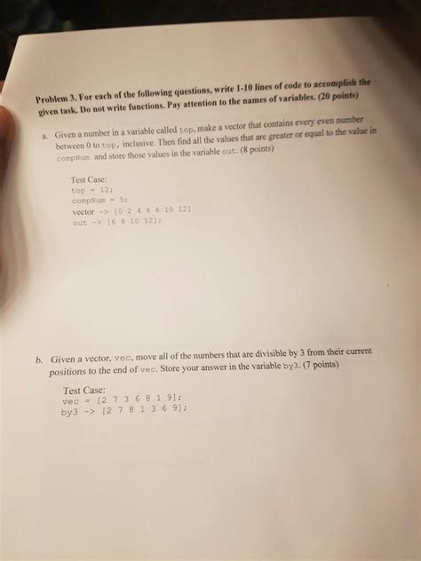 Solved Problem 3 For Each Of The Following Questions Write
