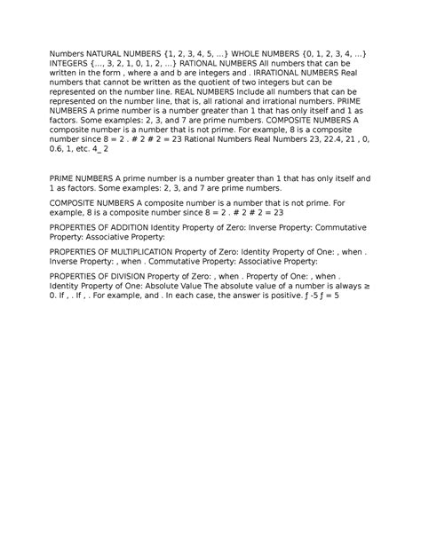Numbers Natural Numbers Numbers Natural Numbers {1 2 3 4 5 } Whole Numbers {0 1 2 3