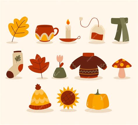 Hygge 미적 요소 벡터 컬렉션 프리미엄 벡터