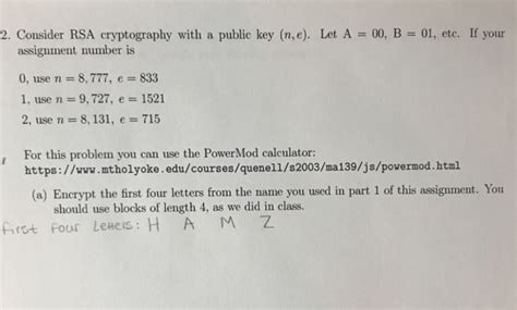 Solved 2 Consider Rsa Cryptography With A Public Key N