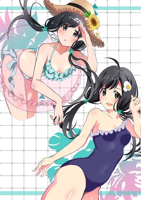 Mashimaro Tabetai Araragi Karen Araragi Tsukihi Monogatari Series Highres 2girls Bent