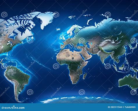 Physical Map Of The World App Of Continents And Oceans Royalty Free