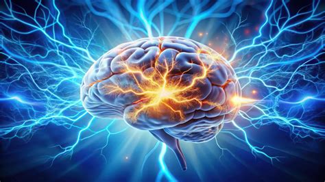 Electrifying Brain Activity Human With Blue Background High Tech Lightning Effects And Neural ...