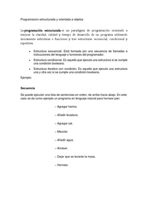 programacion estructurada y orientada a objetos pdf lenguaje de
