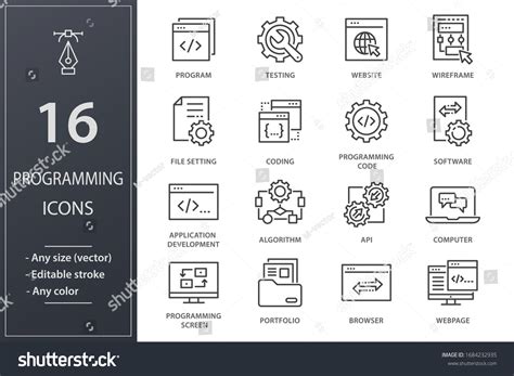Coding Outline Icon Images Stock Photos Vectors Shutterstock
