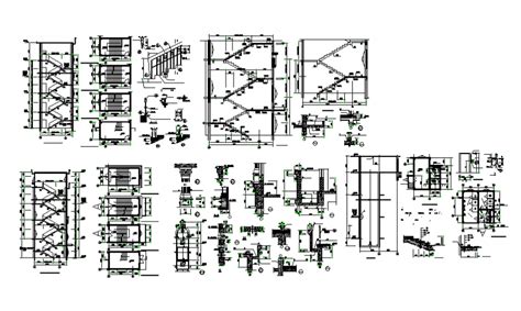 Practical Staircase And Constructive Details Of Multi Level Building Dwg File