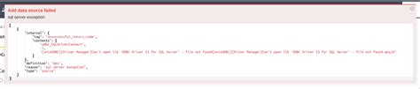 sql server add data source failed `sql server exception`