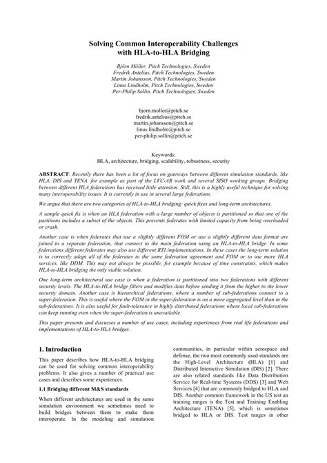 Pdf Solving Common Interoperability Challenges With Hla To Hla Bridging