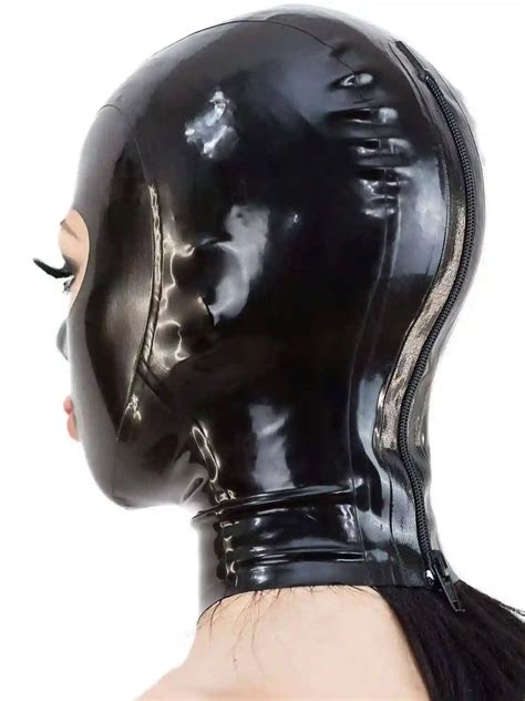 Latex Hood Single Color With Zipper And Round Eyes Fashion Latex