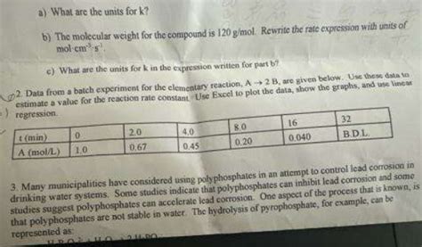 solved please answer number 2 data from a batch experiment