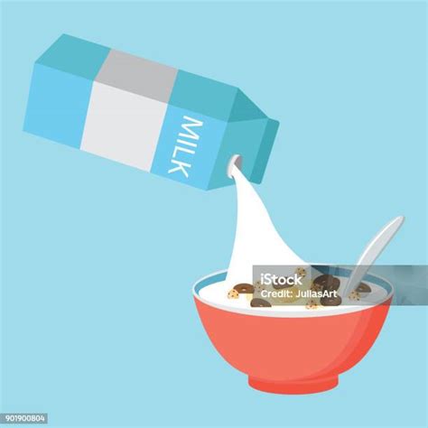 우유 음료수 흰색 배경에 고립 된 시리얼 그릇 건강 하 고 건강 한 아침 식사의 개념입니다 벡터 일러스트 레이 션 0명에 대한