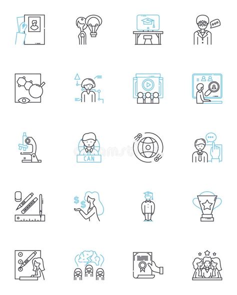 Internet Education Linear Icons Set E Learning Online Digital Web Based Distance Virtual