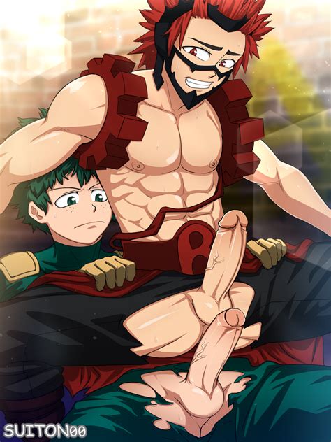 Rule 34 2boys Abs Eijirou Kirishima Erection Foreskin Green Hair