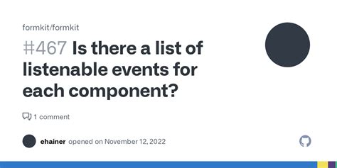 Is There A List Of Listenable Events For Each Component Issue Formkit Formkit GitHub