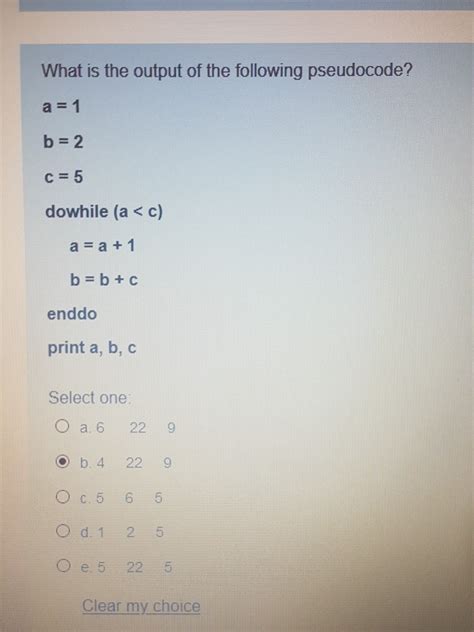 Solved What Is The Output Of The Following Pseudocode A 1