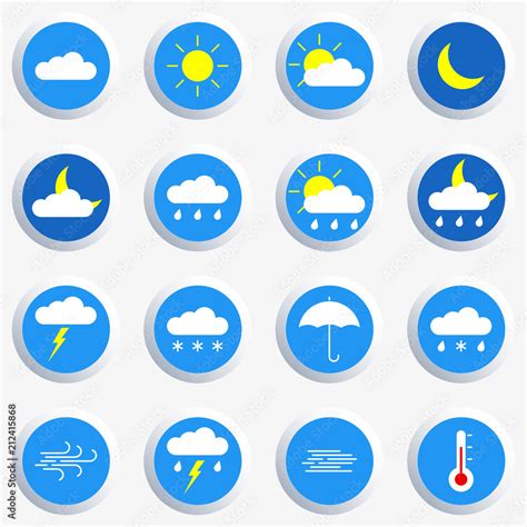 Weather Icon Set Colorful Weather Forecast Symbols Clouds Sun Moon