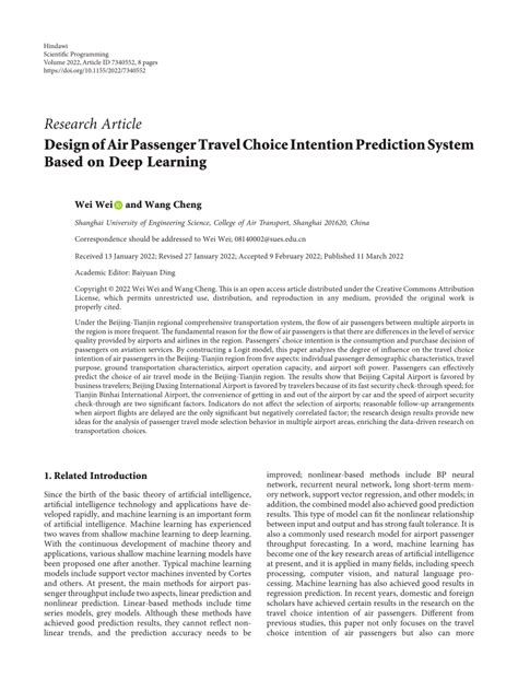 Pdf Design Of Air Passenger Travel Choice Intention Prediction System