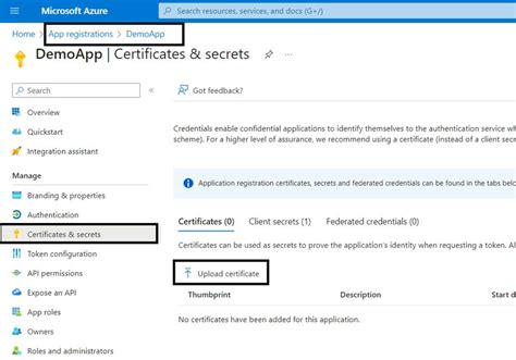 Registering Applications With Certificates Secrets And Federated