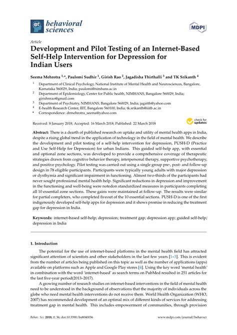 Pdf Development And Pilot Testing Of An Internet Based Self Help