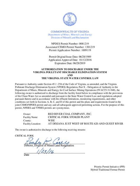 Fillable Online Npdes Permit Number 0081219 Fax Email Print Pdffiller