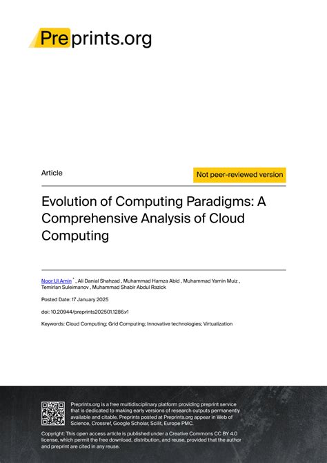 Pdf Evolution Of Computing Paradigms A Comprehensive Analysis Of Cloud Computing