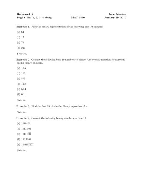 Homework 4 For Numerical Analysis Fall 2010 Mat 3570 Docsity