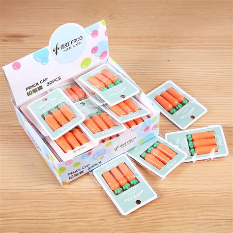小学生铅笔套胡萝卜铅笔帽可爱卡通保护延长笔帽学生儿童盖铅笔头盖握笔器铅笔3个 虎窝淘