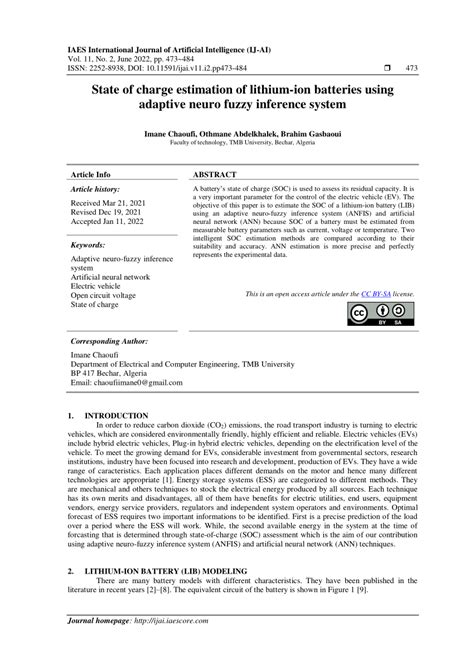 Pdf State Of Charge Estimation Of Lithium Ion Batteries Using Adaptive Neuro Fuzzy Inference