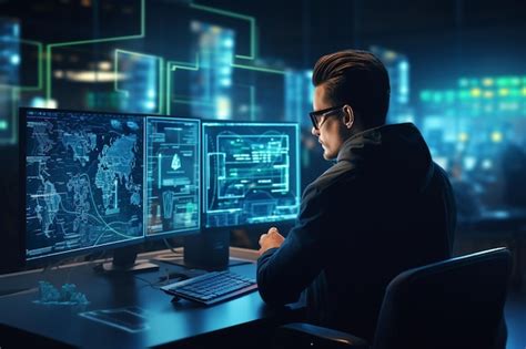 Premium Photo Confident Cybersecurity Analyst Working On A Generative Ai