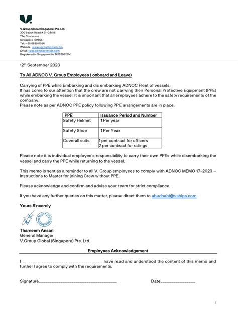 Memo Adnoc Carrying Ppe Sept 2023 Pdf