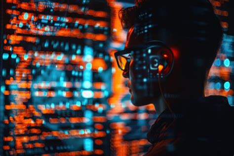 silhouette of a software engineer intensely focused on a project with