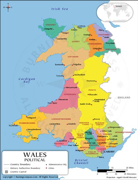Wales Principal Areas Map Wales Political Map