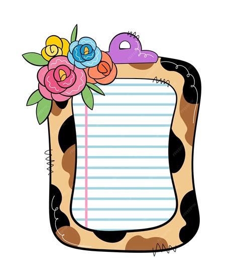 Premium Vector Cute Note Pad With Flowers Vector Back To School Supplies Vector