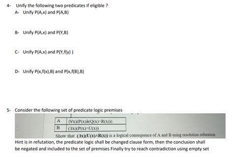 4 unify the following two predicates if eligible a