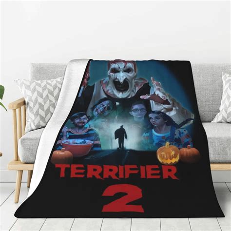 Movie Terrifier 2 Poster Blanket Cozy Soft Fleece Flannel Bed Blanket