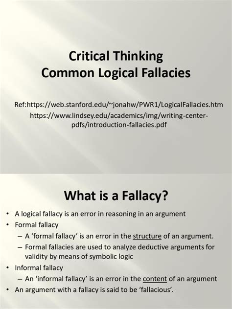 Critical Thinking Fallacies Pdf Fallacy Argument