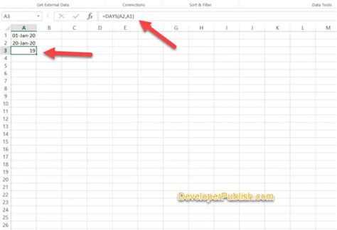 How To Subtract Two Dates In Excel Developer Publish